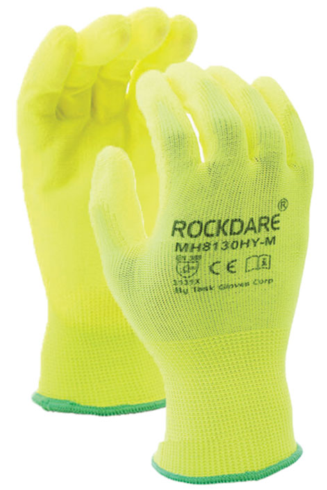 TASK GLOVE HI-VIS YELLOW LARGE. SOLD BY DOZEN ONLY.