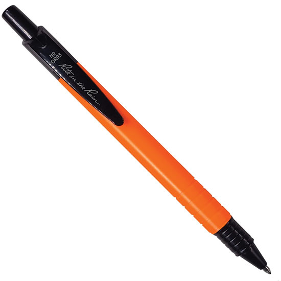 RITE IN THE RAIN ALL WEATHER CLICKER PEN ORANGE BARREL BLACK INK