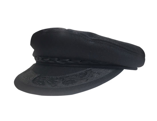 WOOL GREEK FISHERMAN CAP BLACK SIZE 6-7/8
