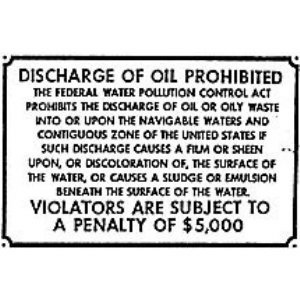 Departments - PLAQUE OIL DISCHARGE 5" X 8" SELF-STICK